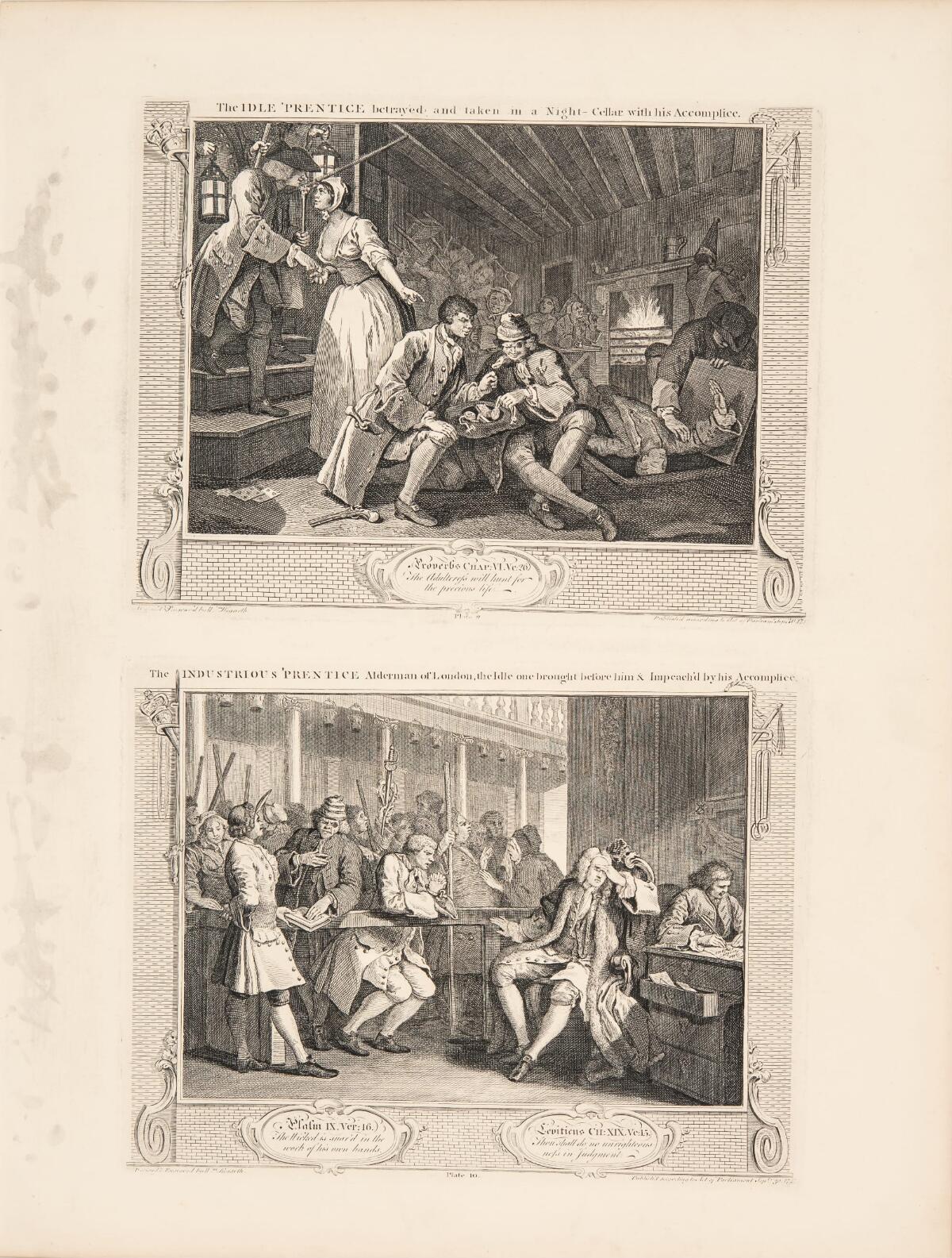 The Idle 'Prentice betrayed and taken in a Night Cellar with his ...