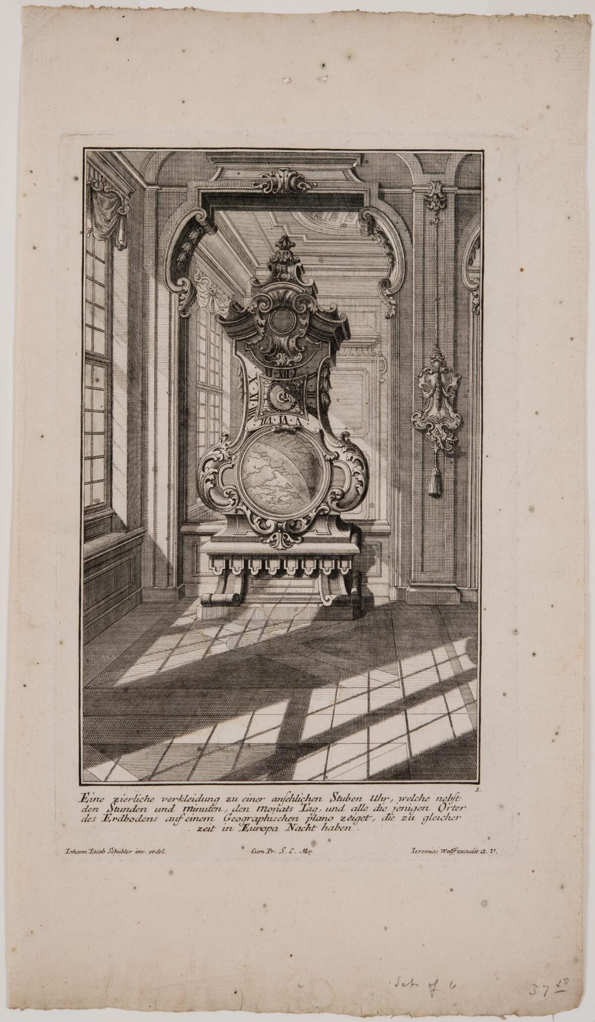 Upright clock with globe | Hammer Collections