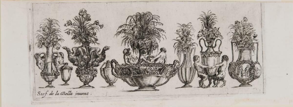 Eight Ornamental Vases with Central Vase Decorated with Two Nymphs and ...