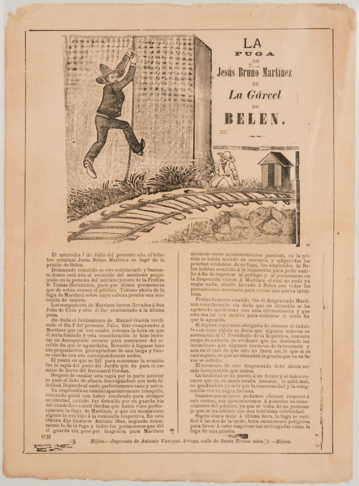 La Fuga de Jesus Bruno Martinez de La Carcel de Belen | Hammer Collections