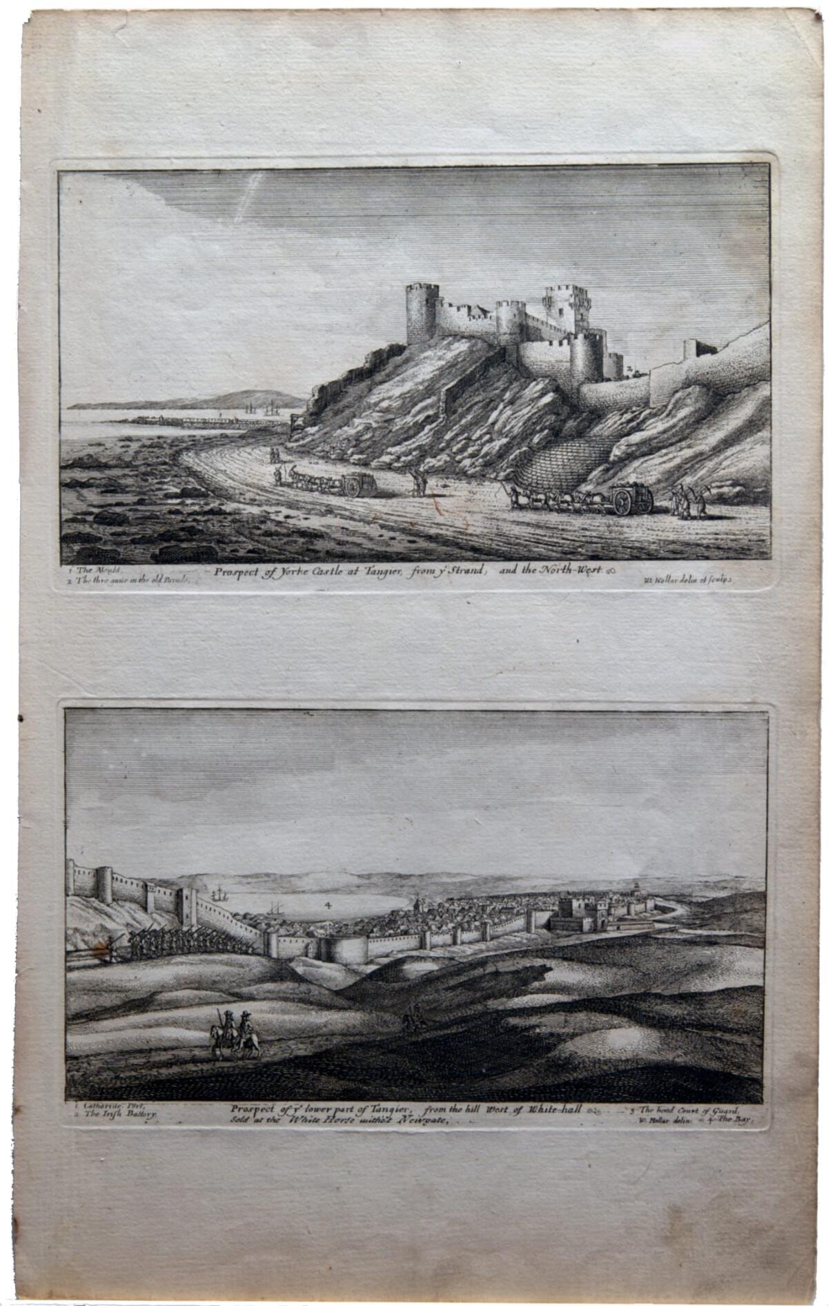 Prospect of Yorke Castle at Tangier (top) and Prospect of the Lower ...